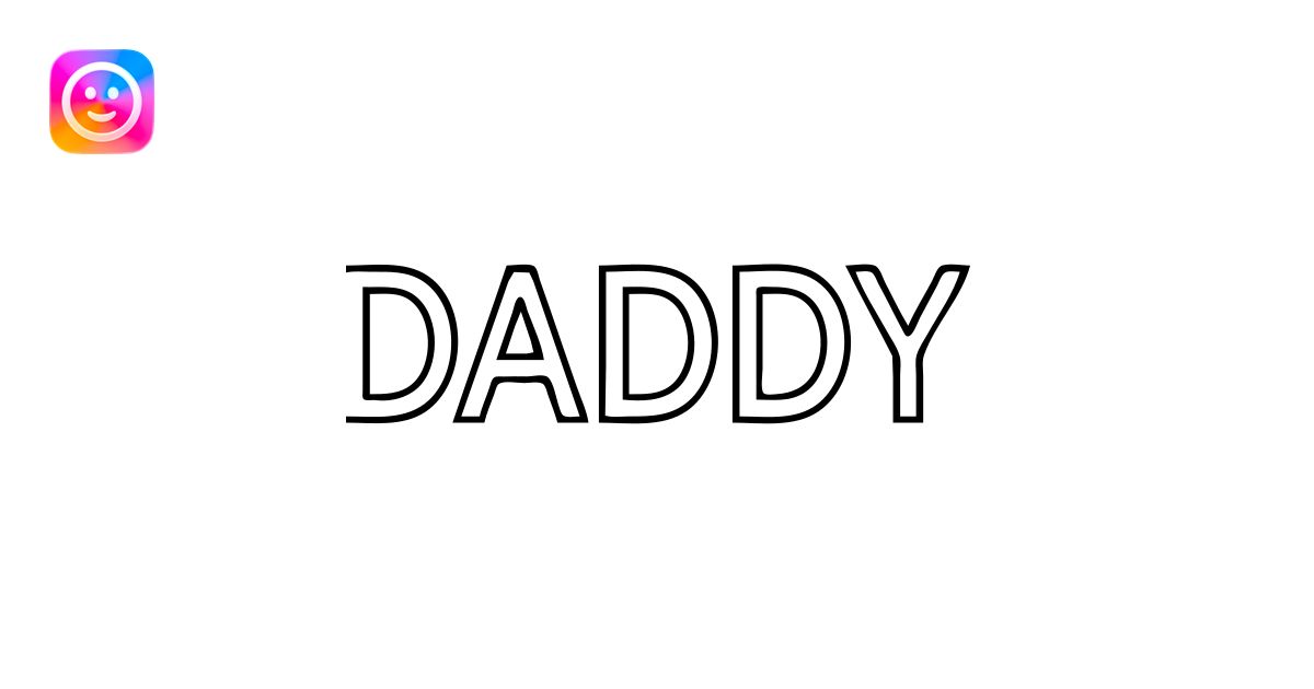 the word 'daddy' in a thin, elegant black outline style, no fill icon ...