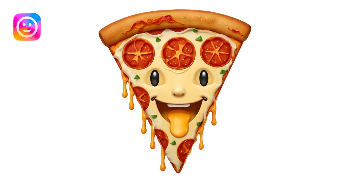 evil pizza slice with face, iOS emoji style emoji | AI Emoji Generator