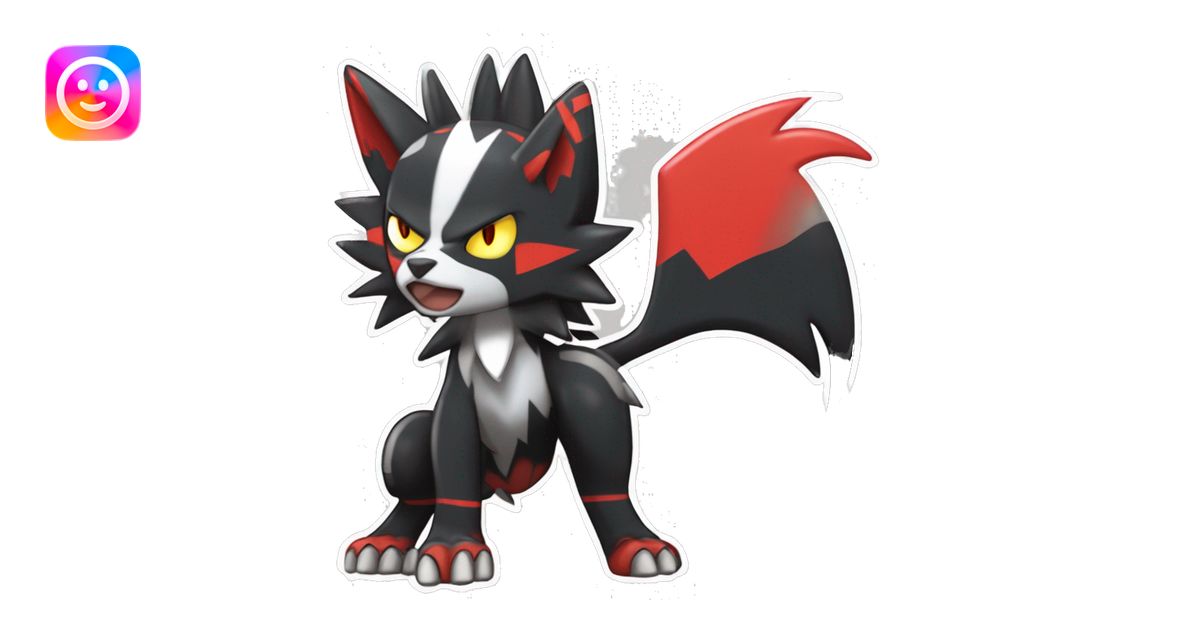 Cool Edgy Litten-Houndoom-Luxray Fakémon Digimon with Red and white ...