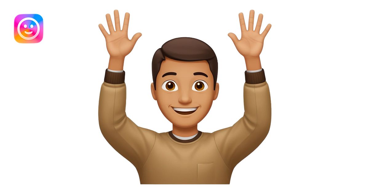 Make an emoji of a guy holding up two hands out like they're giving ...