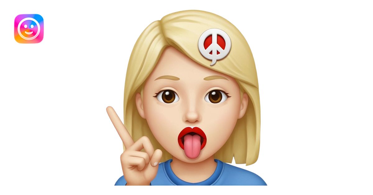 Peace sign in front of mouth with tongue sticking out emoji | AI Emoji ...