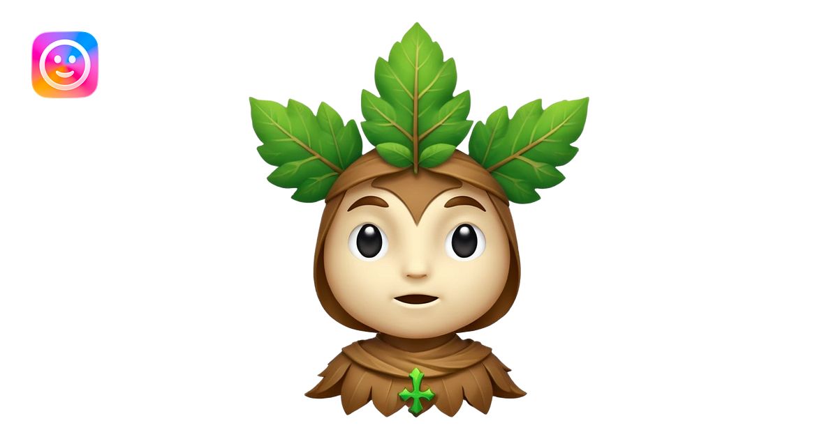 woodland spirit shaking head with leaf cross symbol emoji | AI Emoji ...