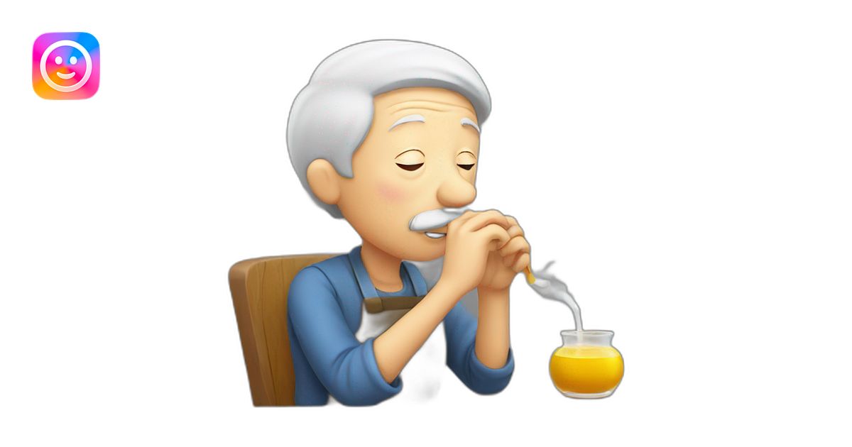 an old person smelling a scent bed emoji | AI Emoji Generator
