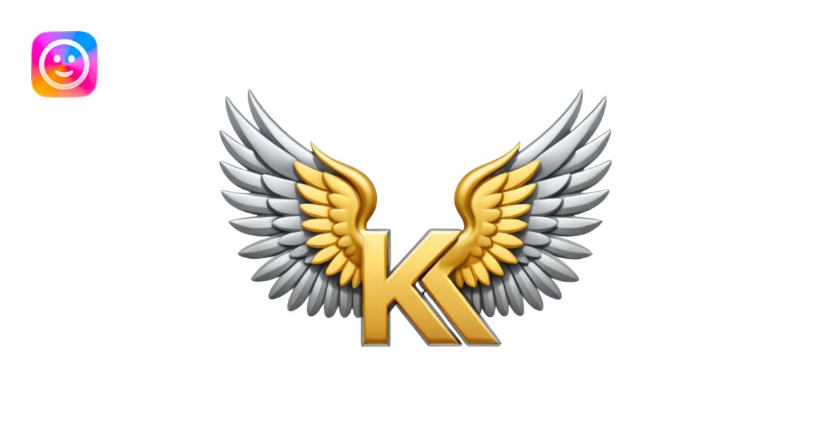 Add letter "K" between two wings emoji | AI Emoji Generator