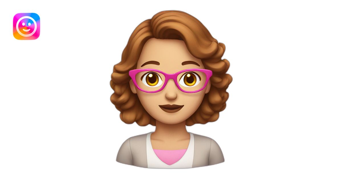 woman with Brown hair and pink frame emoji | AI Emoji Generator
