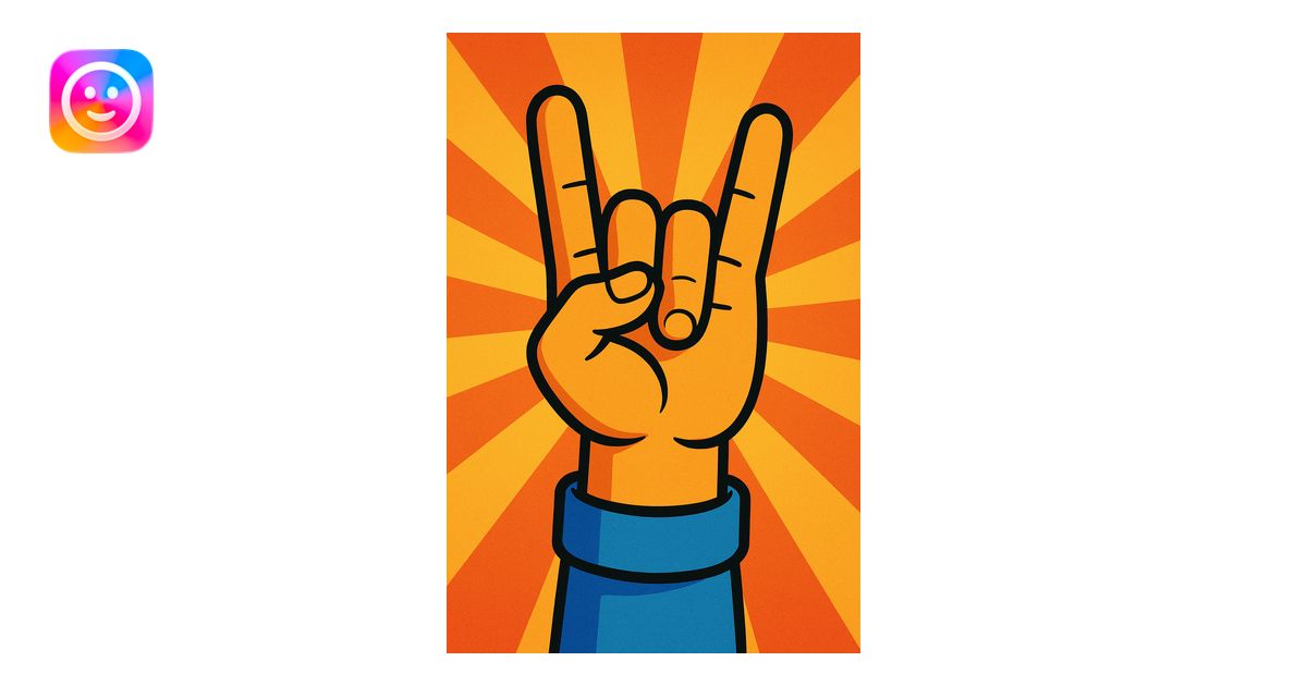 animated hand making a 'rock' gesture, moving upward, bold lines ...