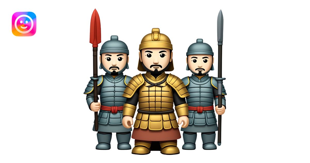 Terracotta Army Xi'an, simplified emoji style with bold outlines and ...