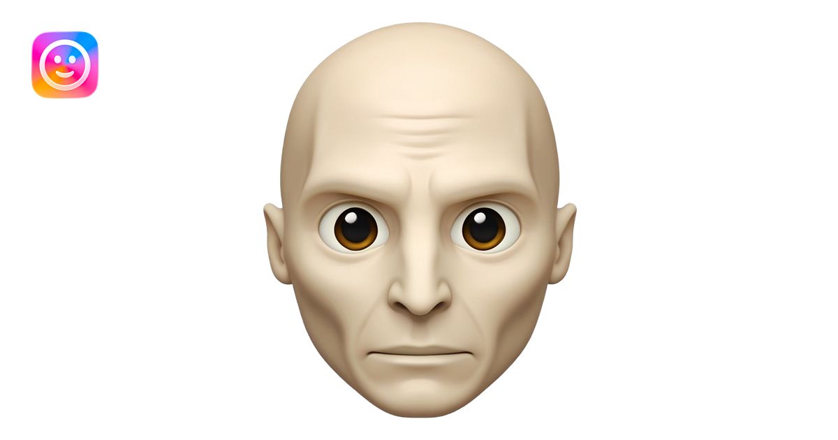 3D emoji of Lord Voldemort's face with pale skin, no nose (flat snake ...