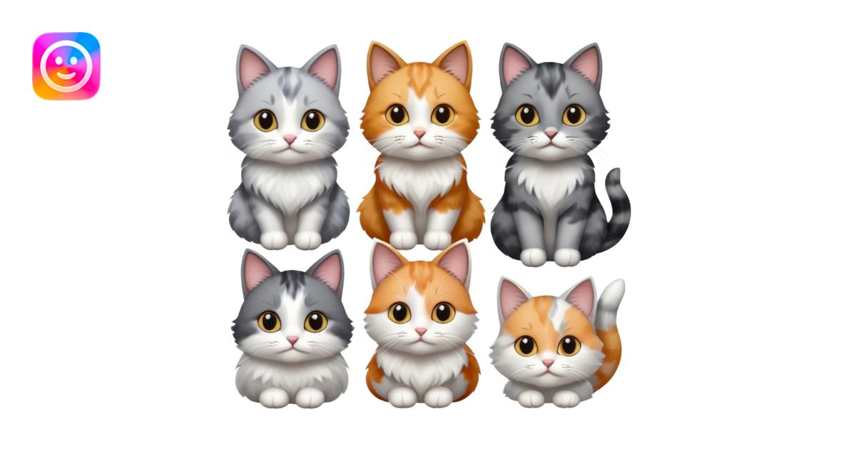 6 realistic looking cats with different natural coloured coats ...