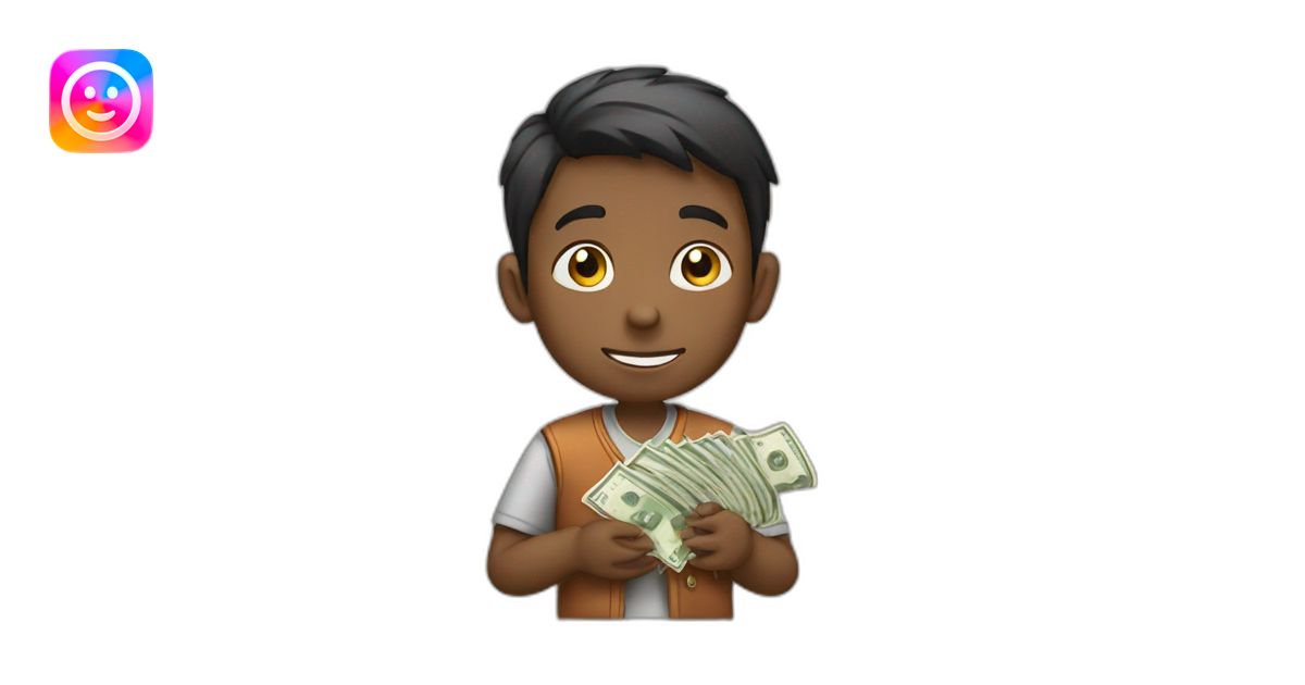 Boy counting money emoji | AI Emoji Generator