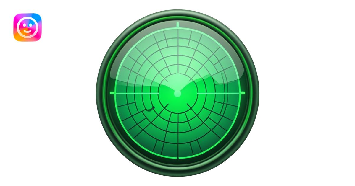circular radar with blips and grid emoji | AI Emoji Generator