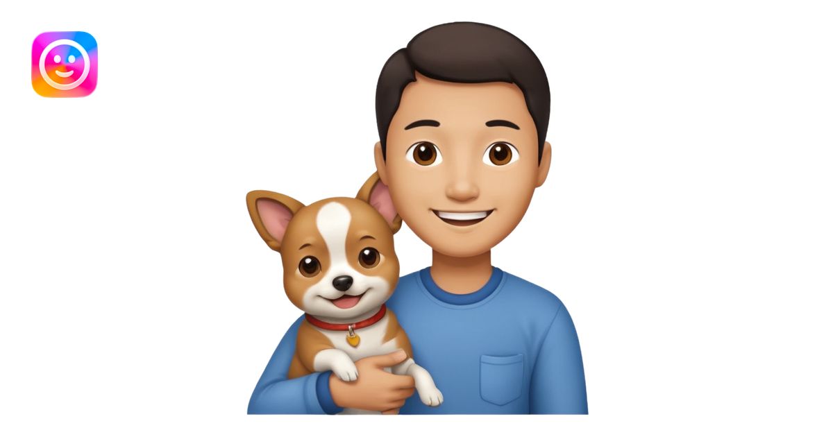 Chinese man with a dog emoji | AI Emoji Generator
