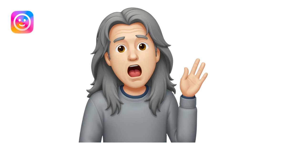 yawning long haired man in sweater emoji | AI Emoji Generator