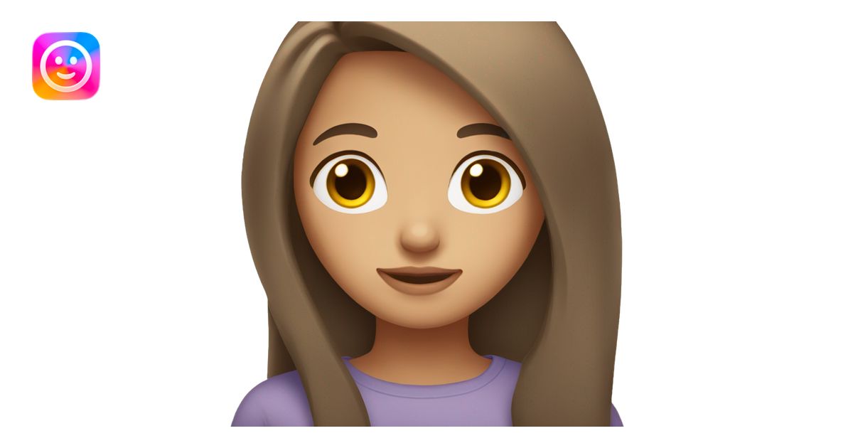 girl with straight shoulder length brown hair and brown eyes emoji | AI ...