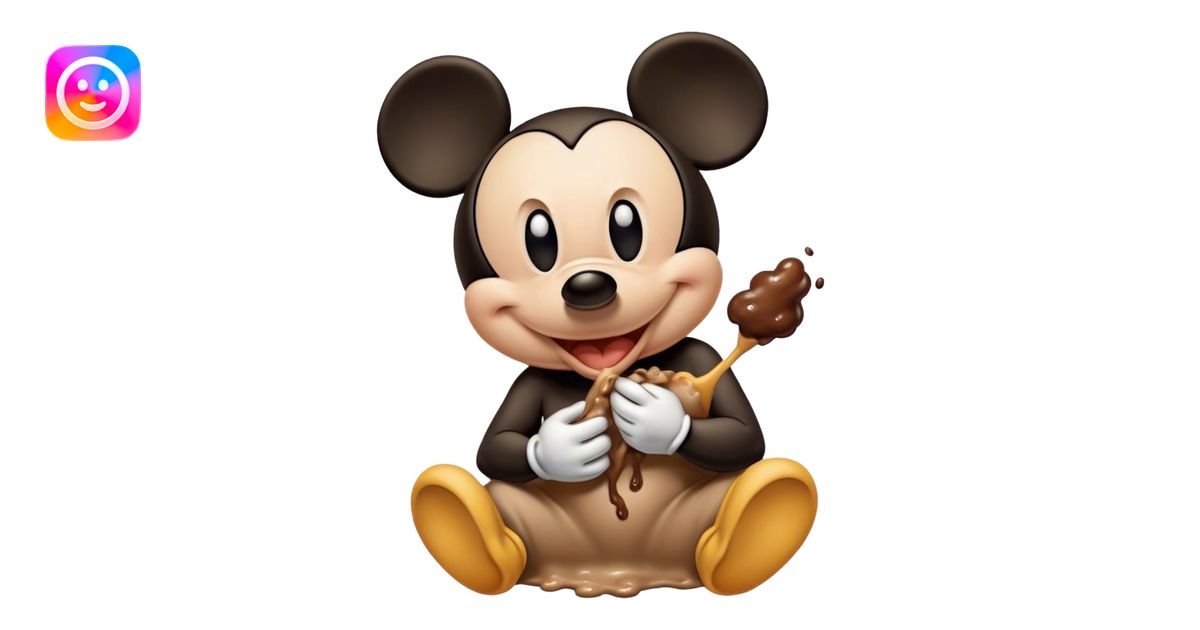 Mickey Mouse, eating poop emoji | AI Emoji Generator