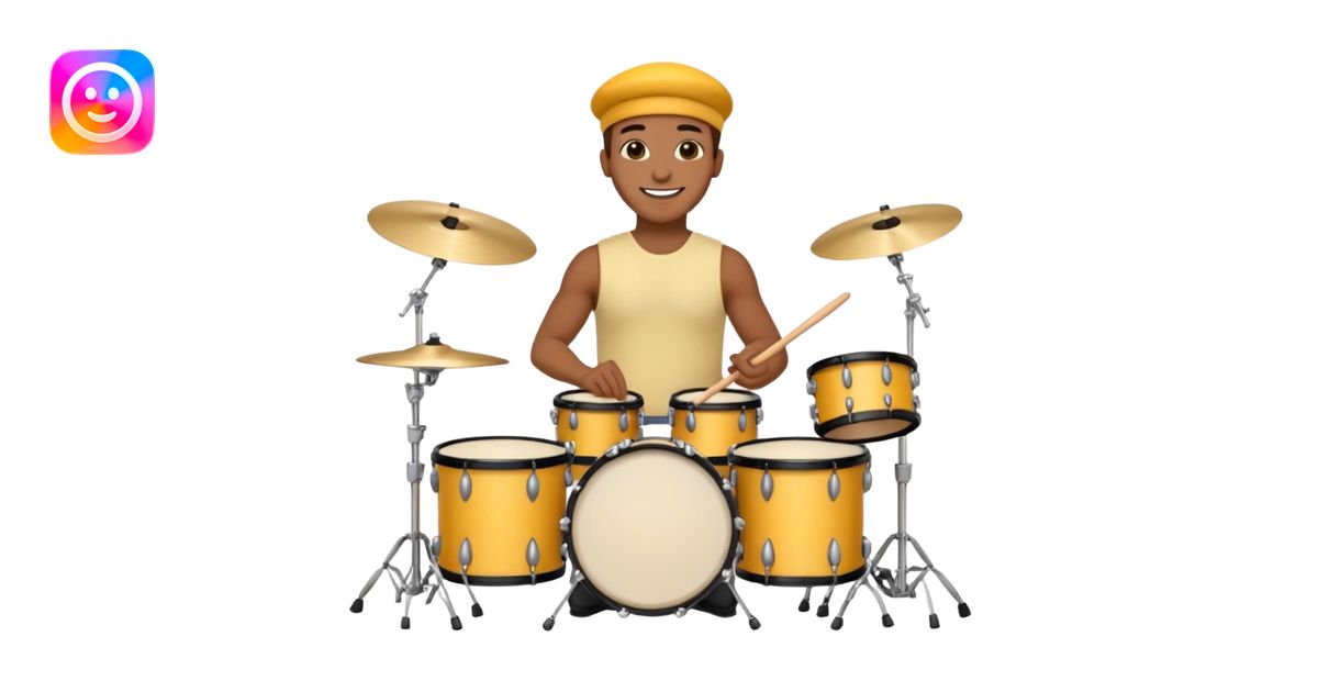 yellow drummer at drum kit emoji | AI Emoji Generator
