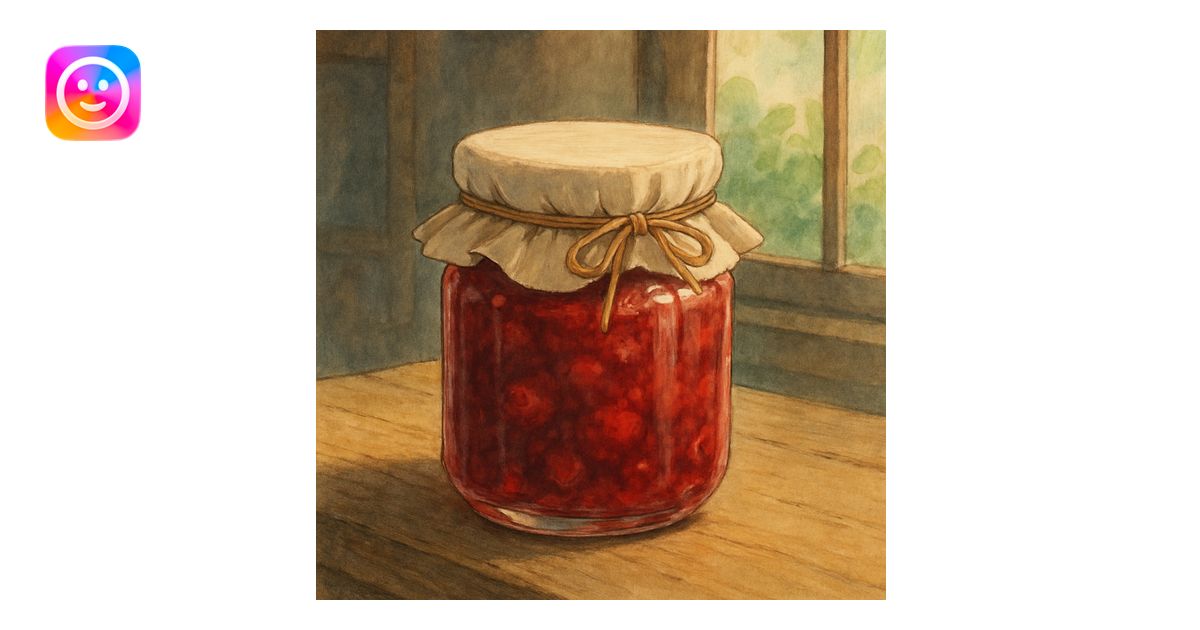 realistic jam jar, cozy, homemade illustration | AI Emoji Generator