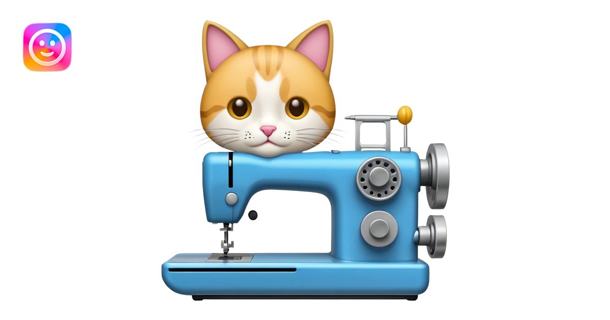 gato cosiendo en una maquina de coser emoji | AI Emoji Generator