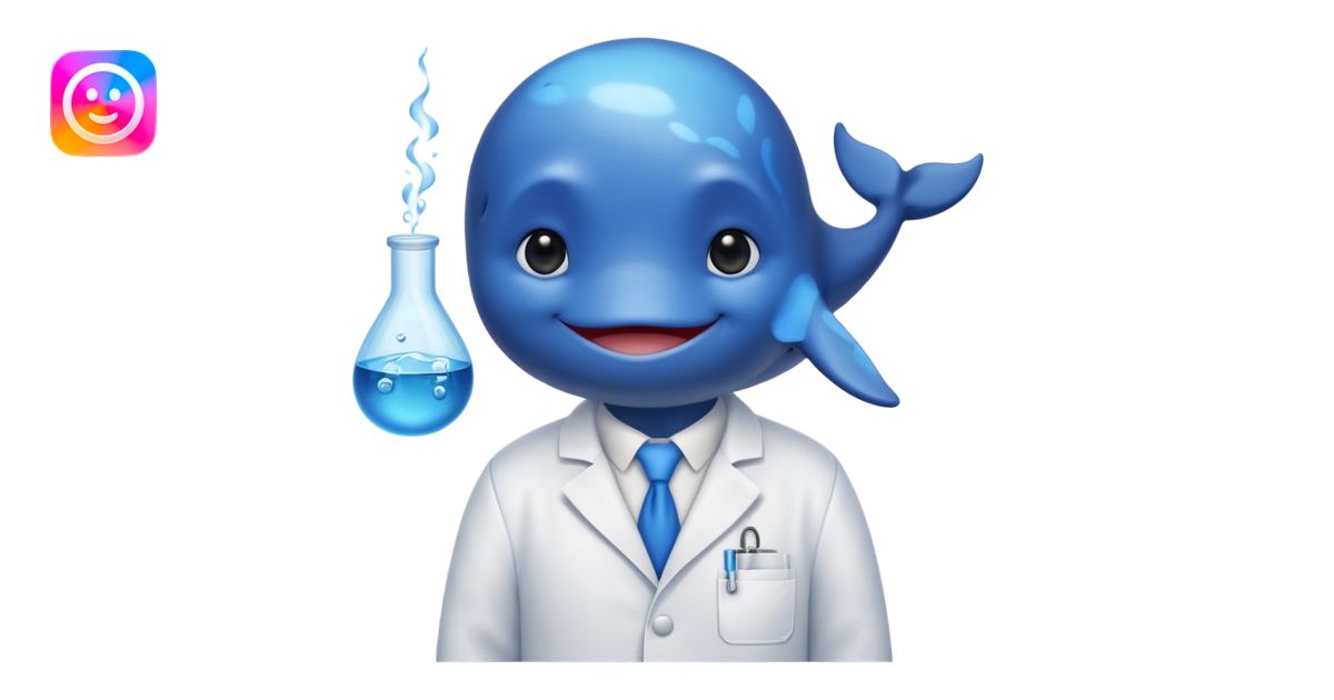 a whale wearing a white lab coat emoji | AI Emoji Generator