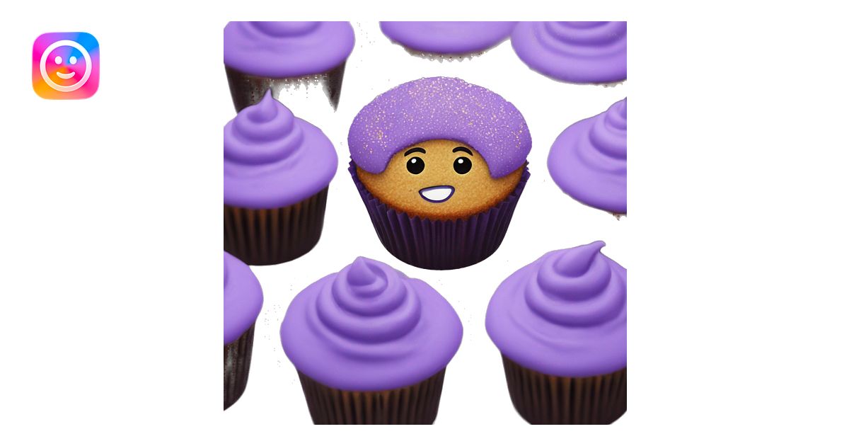 ube cupcake with ube cupcake crumbs on it emoji | AI Emoji Generator