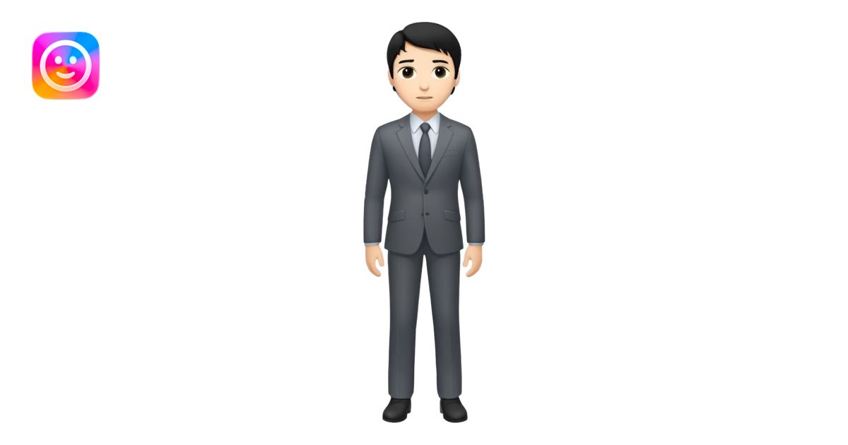 BLACK HAIR LIGHT SKIN MAN FULL BODY BOSS emoji | AI Emoji Generator