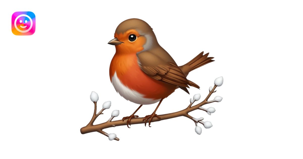 Robin bird with snow emoji emoji | AI Emoji Generator