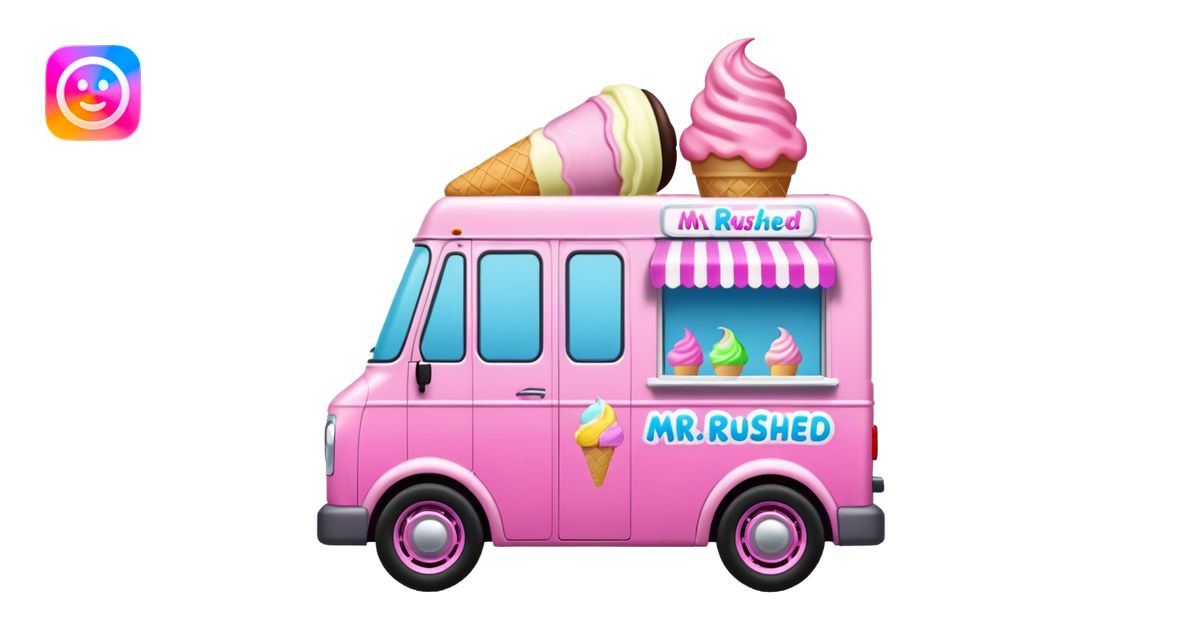 Pink ice cream van in luton called Mr rushed emoji | AI Emoji Generator