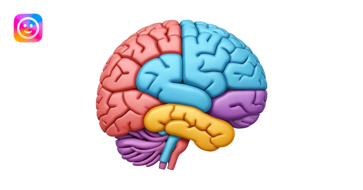 emoji icon of side view of brain with details of the brain structure ...