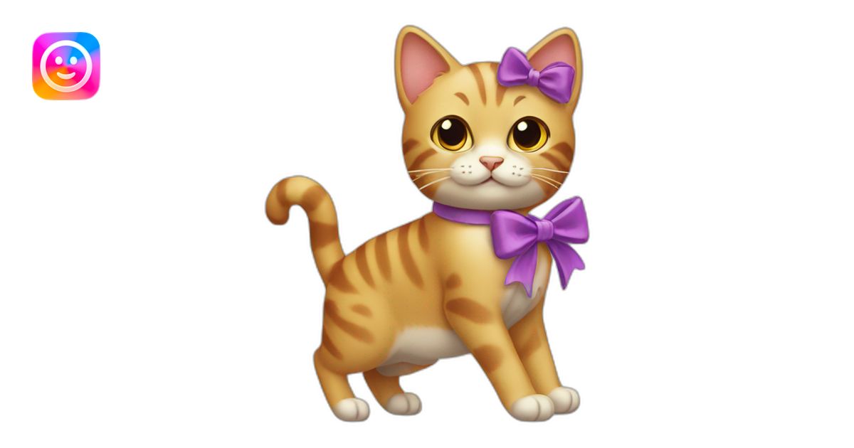 Cat with a bow on his head full-body emoji | AI Emoji Generator