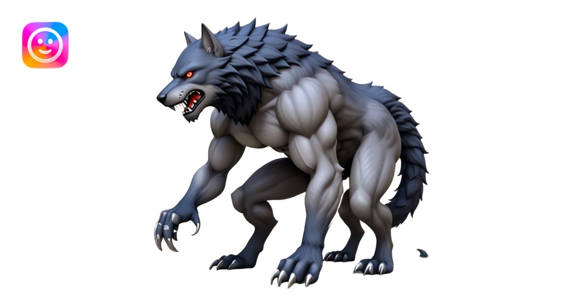 cinematic-noble-fierce-werewolf-full body on all fours-emoji, poised ...