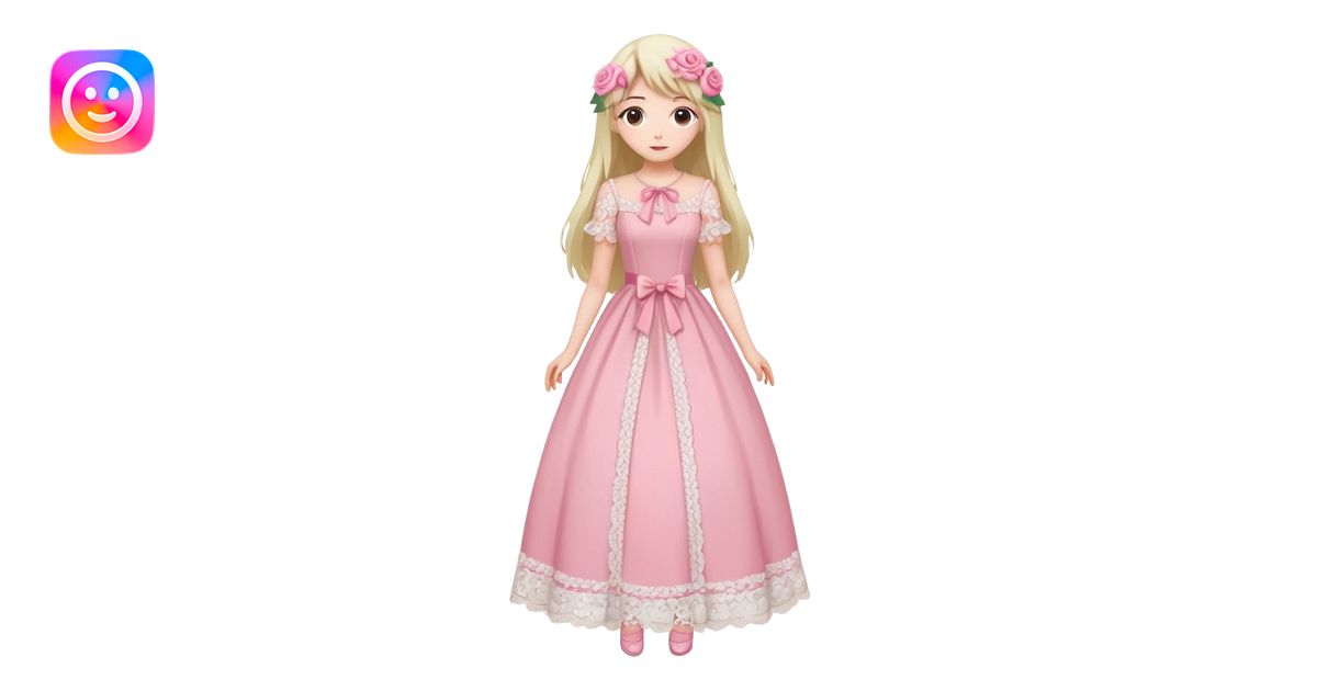 pastel anime woman with pink and white lace dress full body and long ...