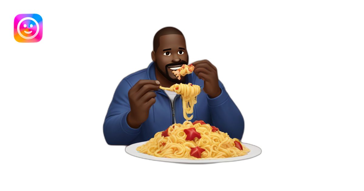 shaquile o’ neal eating mario star pasta powerup emoji | AI Emoji Generator