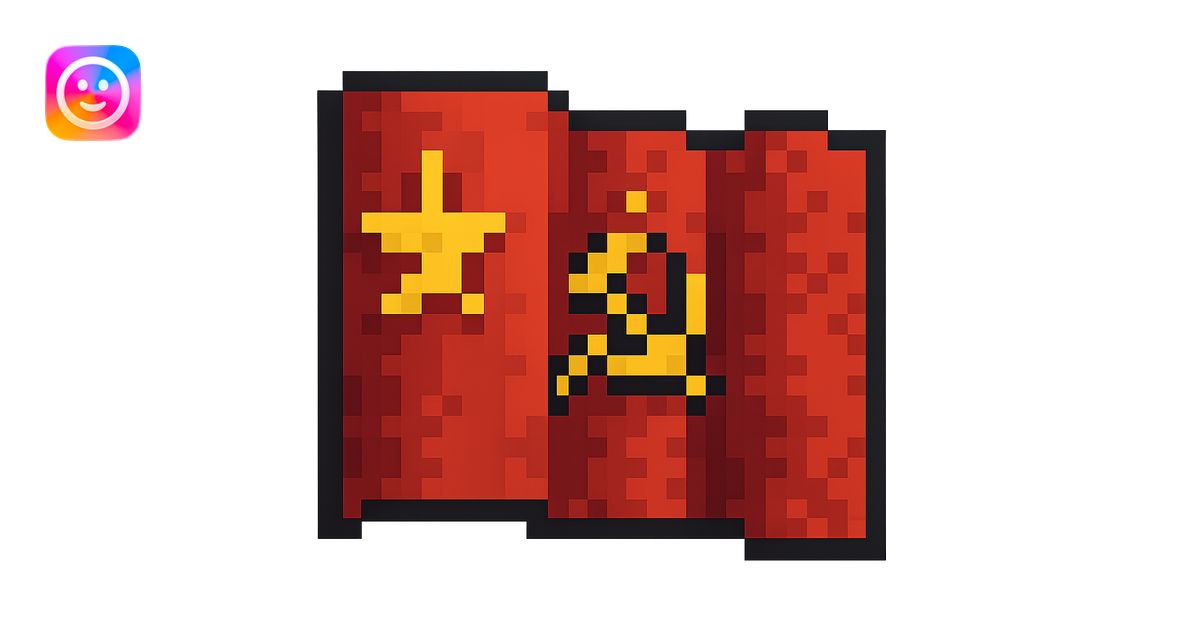 Soviet Union flag in pixel art style with a star and a border image ...