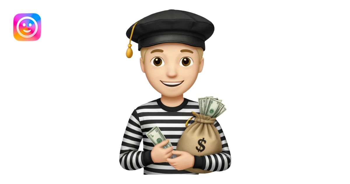 robber with 4 lines of black and white striped shirt and he has a money ...