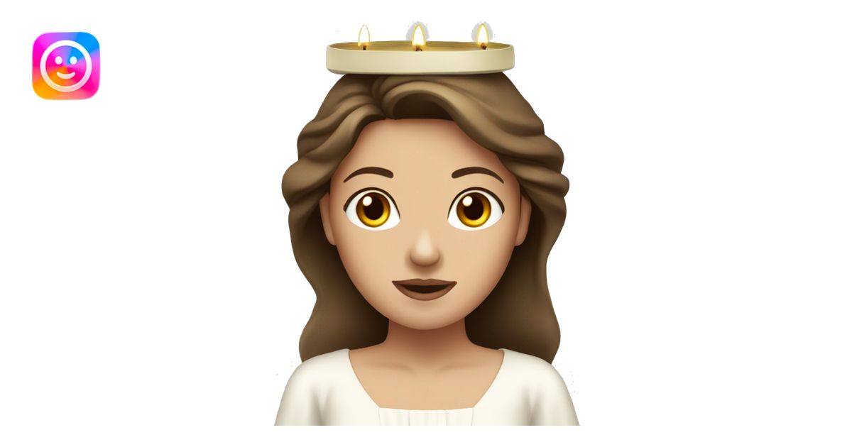 brown haired women with white gown and candle olive crown emoji | AI ...