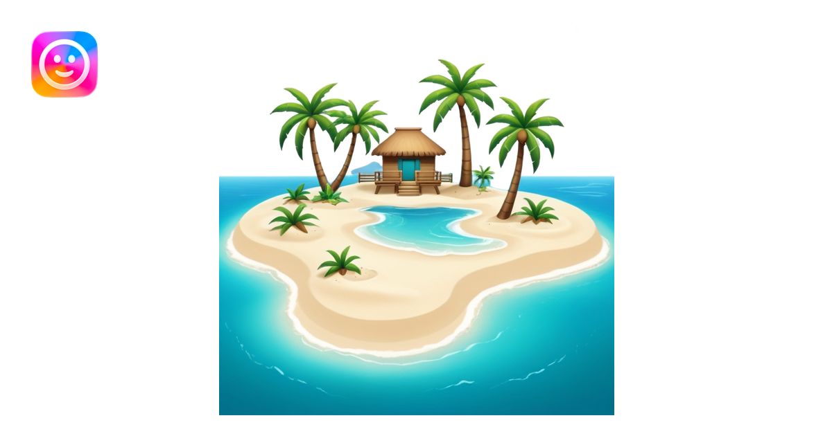 modern attractive island with a beach and infrastructure emoji | AI ...