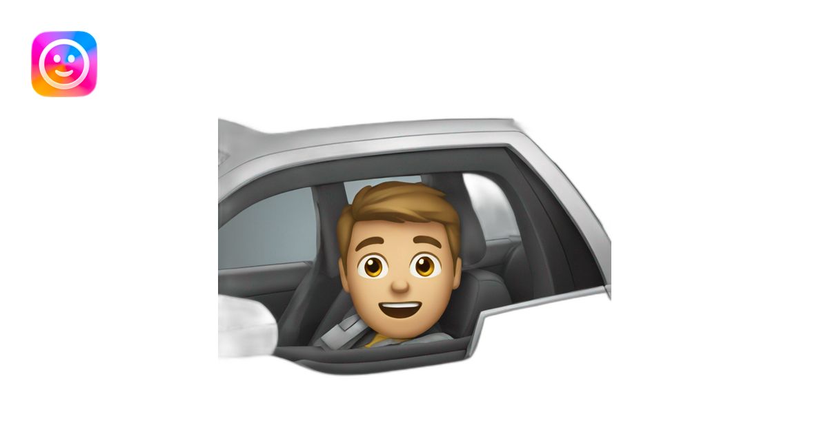 Zooming Uber driver driving fast in car emoji | AI Emoji Generator