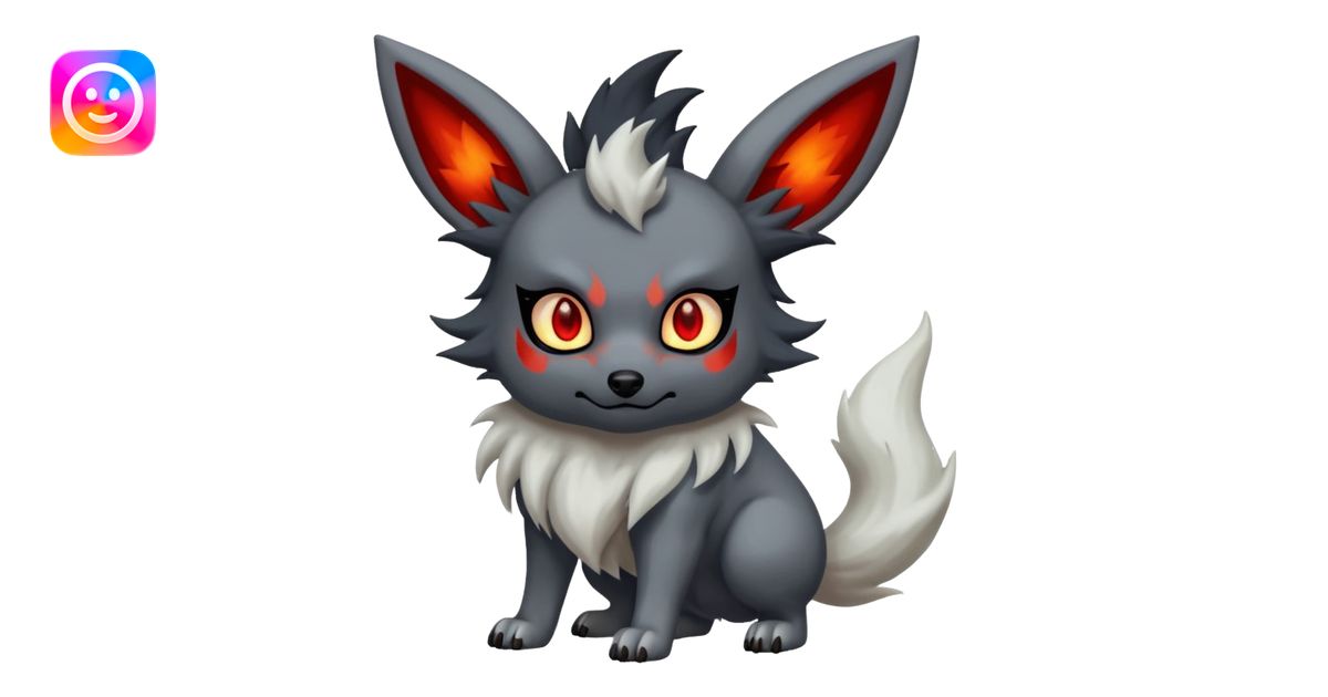 White Dull Demonic Mightyena-Flareon-animal emoji | AI Emoji Generator