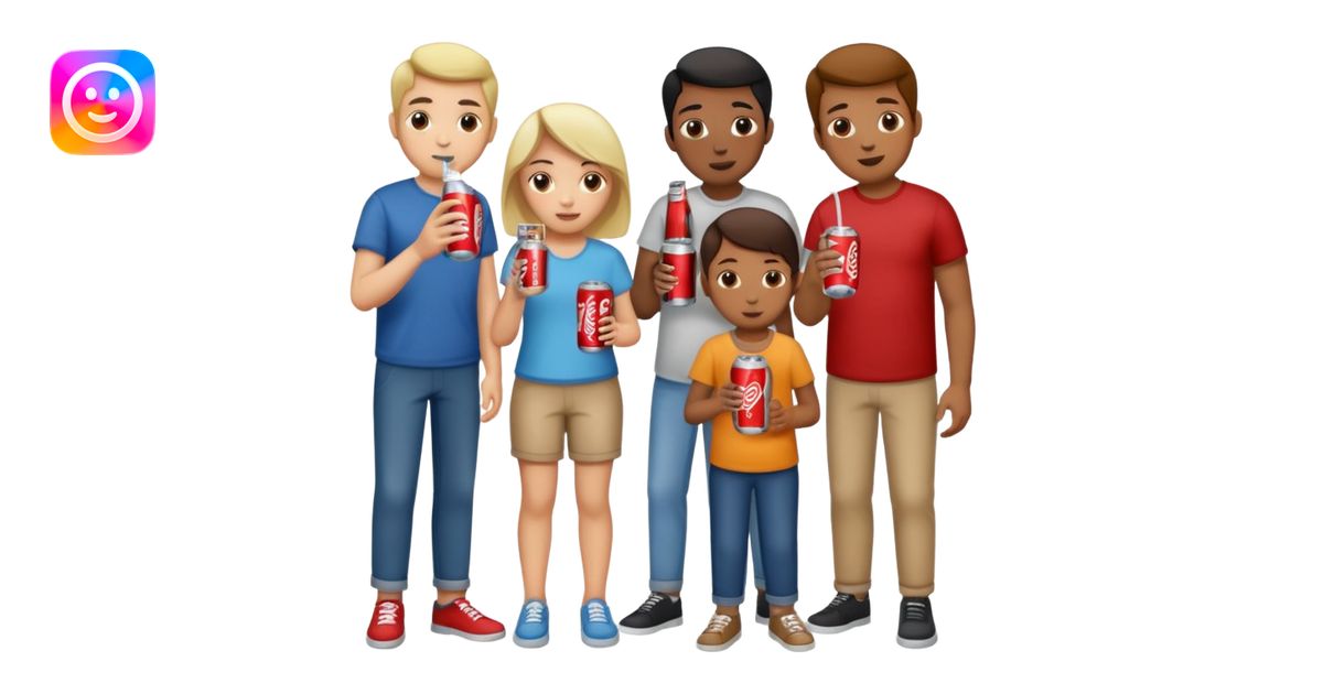 A group of thristy people having soda. emoji | AI Emoji Generator
