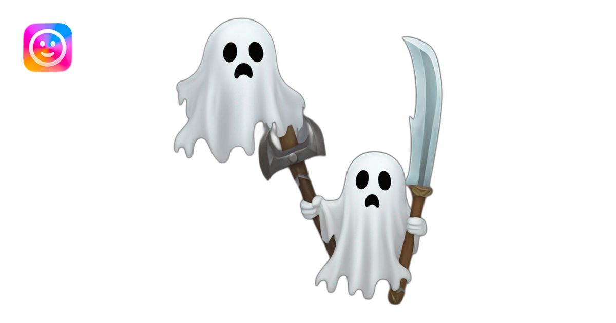 A ghost with a sword vs a zombie with a pickaxe emoji | AI Emoji Generator