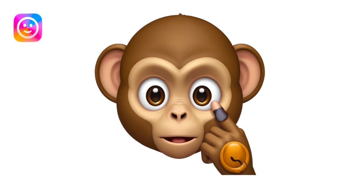 A monkey pulling his eyelid down with one finger emoji | AI Emoji Generator