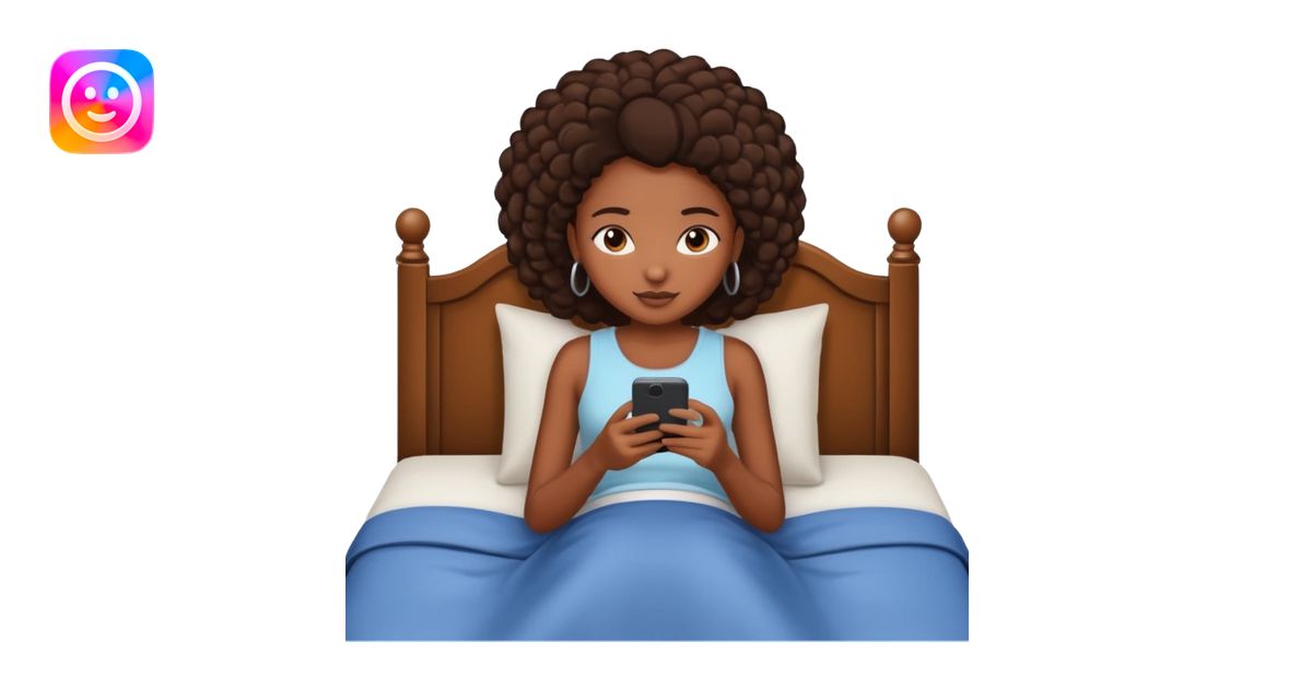 black girl texting on bed emoji | AI Emoji Generator