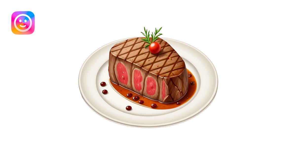 fancy steak on a fancy fine dining plate emoji | AI Emoji Generator