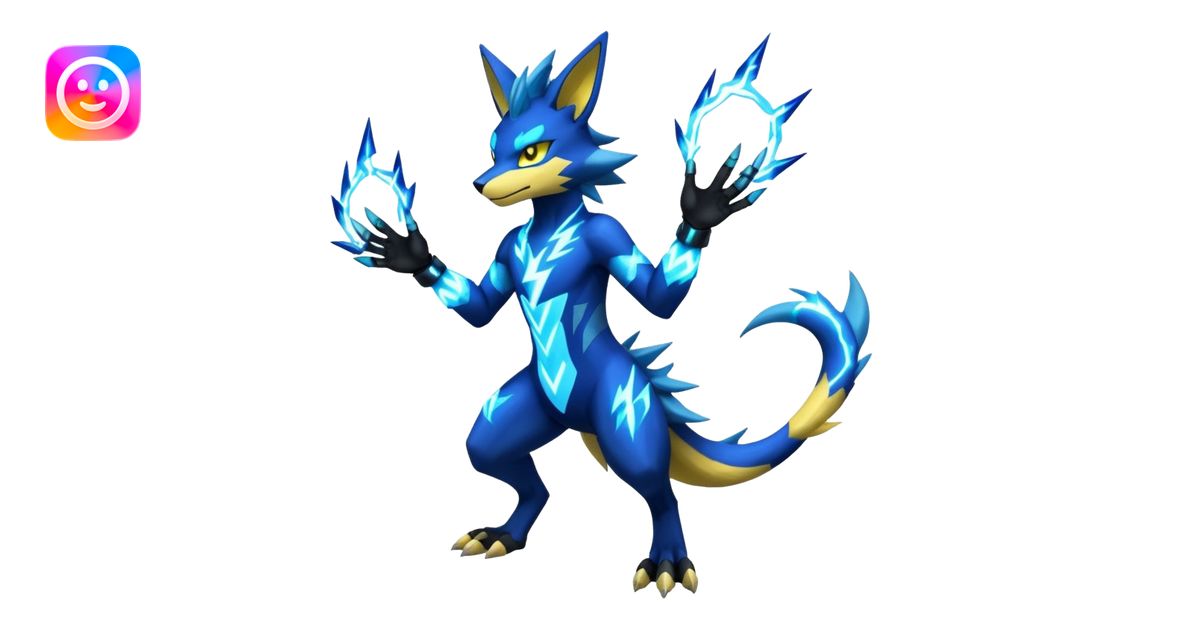 Cobalt-Blue Neon-Electric Bright-Glowing Lightning-Veined Zeraora ...