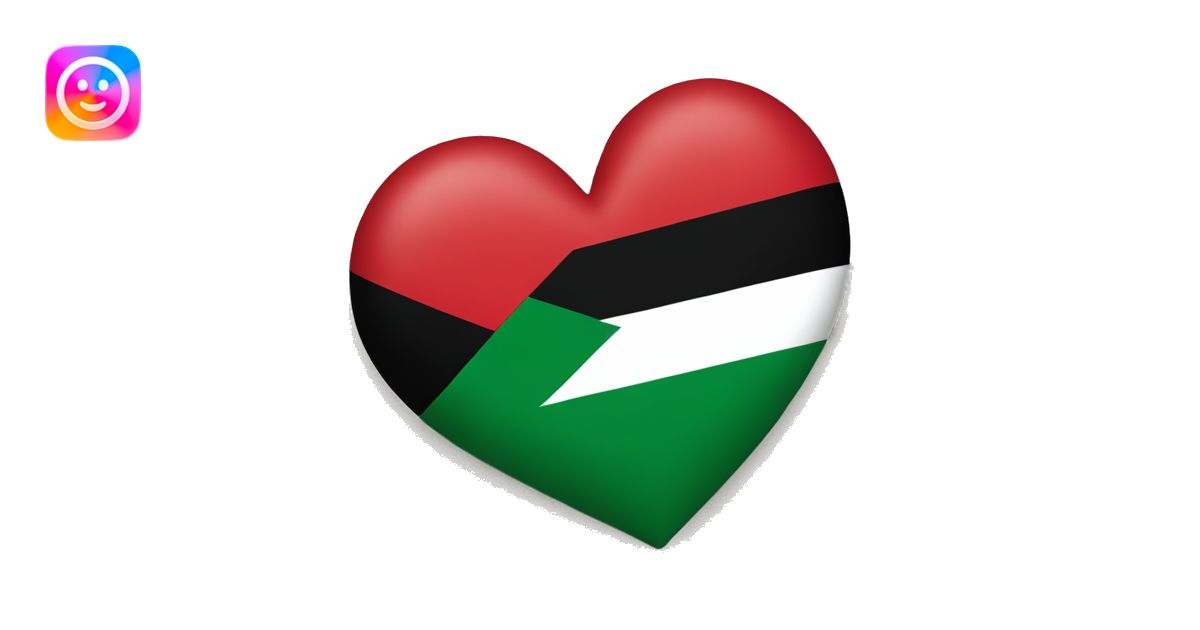 Palestine flag with heart emoji | AI Emoji Generator