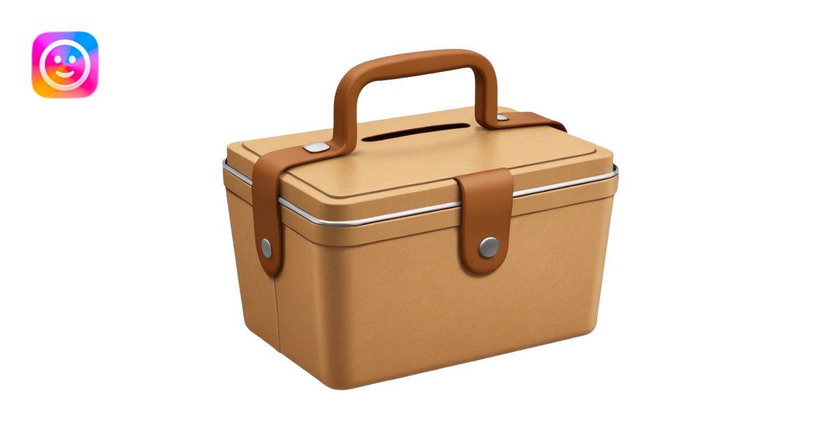 create an emoticon of a retangular lunch box made of kraft paper, The ...