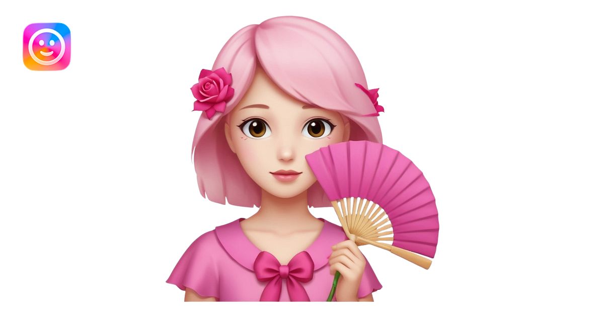 Clean girl pink fan and I love rose emoji | AI Emoji Generator