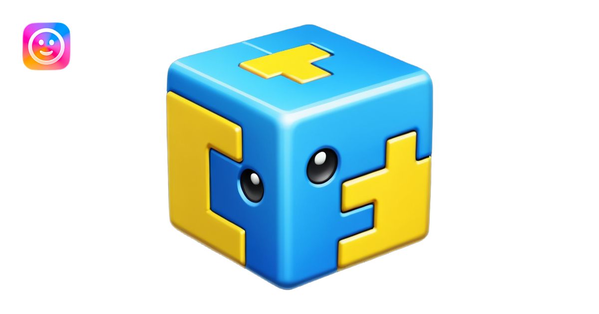 A basic geometry dash cube with default colors with no background emoji ...