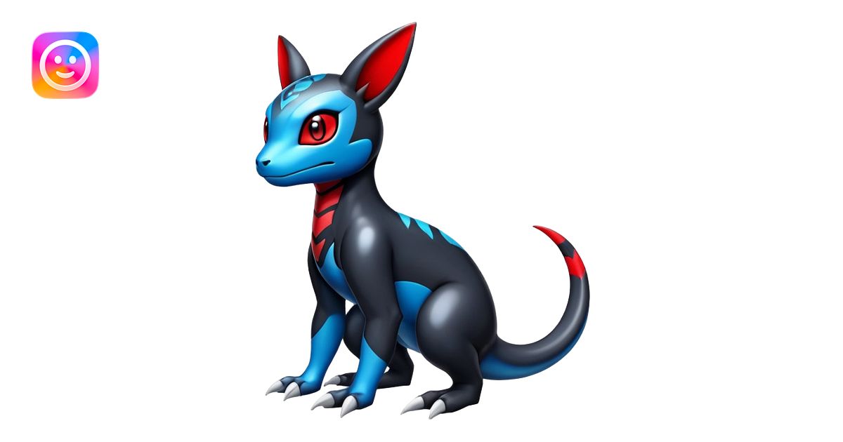 Cute Shiny Guilmon-Salandit-Umbreon-Fakémon-hybrid-creature (full body ...