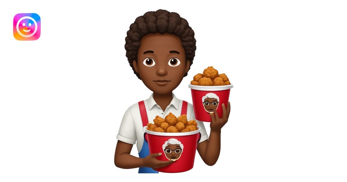black person holding fried chicken in a KFC bucket and watermelon and ...